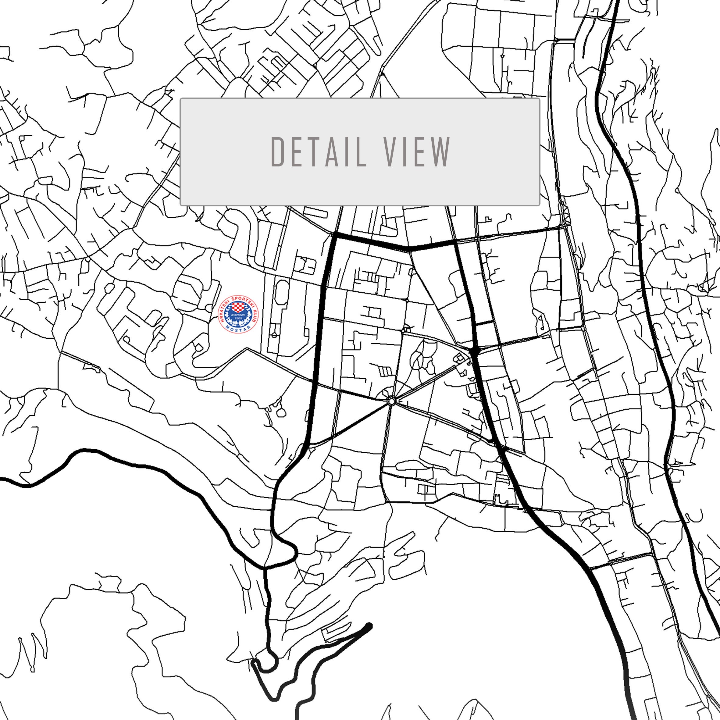 City Map of MOSTAR HŠK Zrinjski Stadium Home Decor Mostar - Etsy