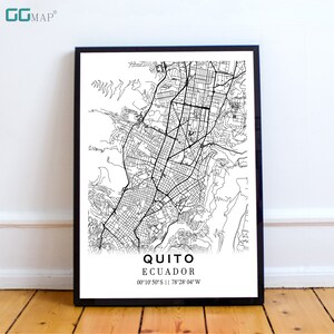 City Map of QUITO - Home Decor - Wall Decor - Office Map - Travel Map ...