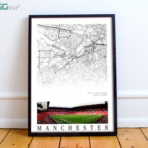 City Map of MANCHESTER - Old Trafford Stadium - Home Decor Old Trafford ...