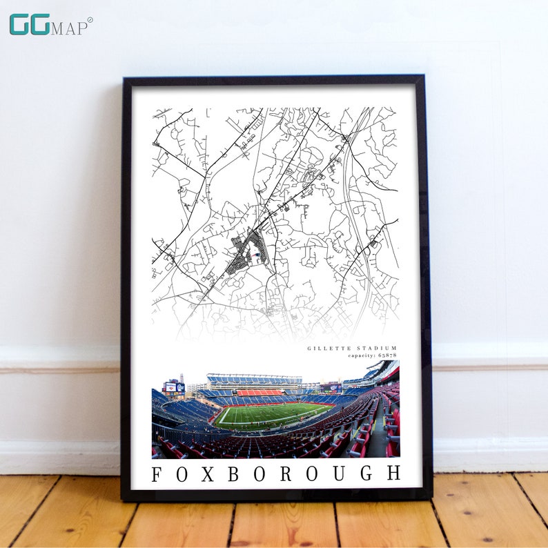 City Map of FOXBOROUGH Gillette Stadium New England - Etsy