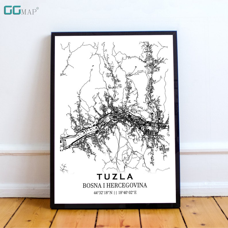 City Map of TUZLA Home Decor Wall Decor Office Map Travel Map Print Map ...