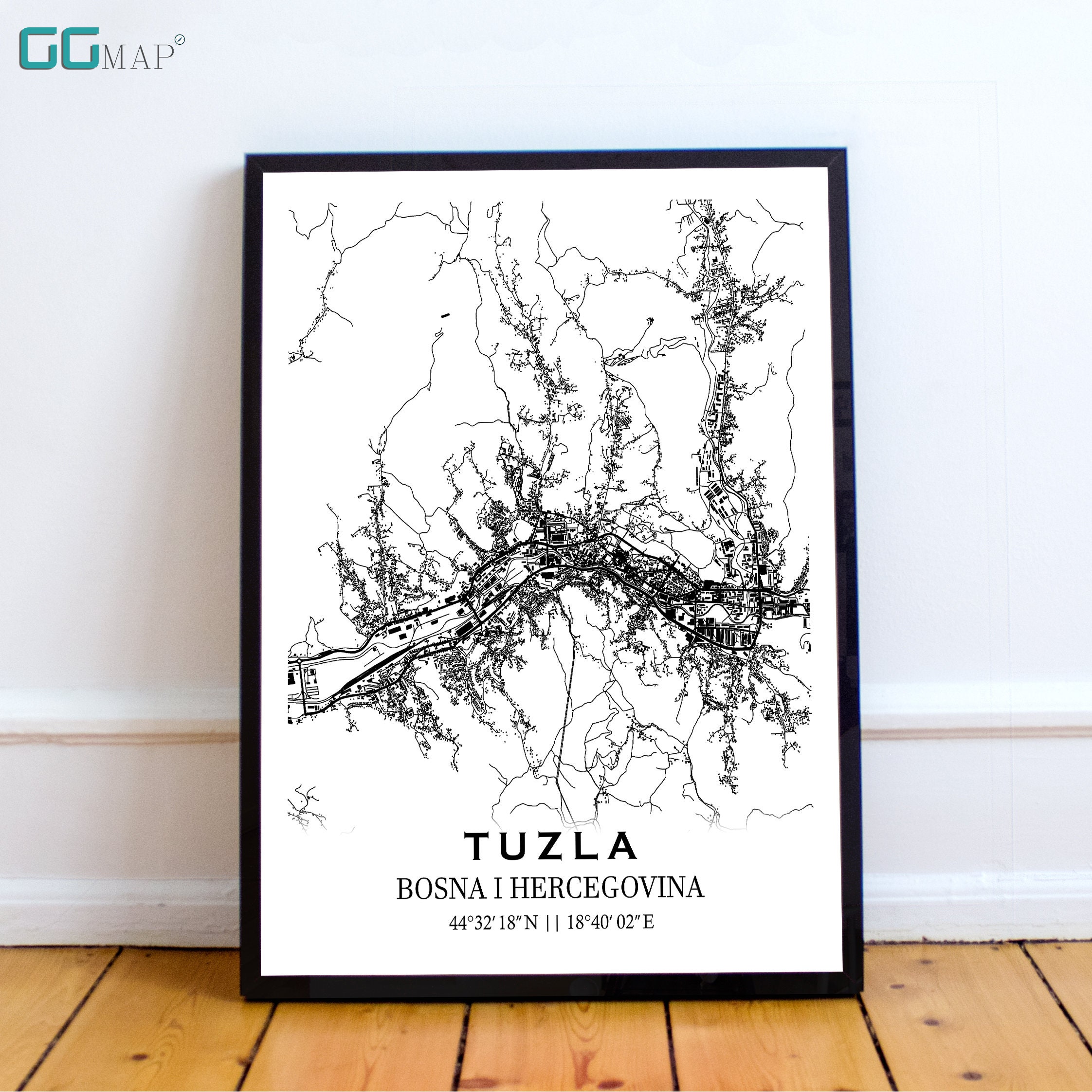 City Map of TUZLA Home Decor Wall Decor Office Map Travel Map Print Map ...