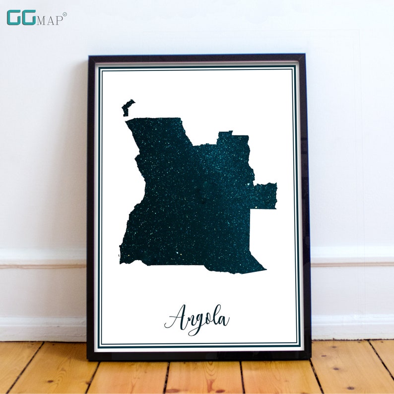ANGOLA Map Angola Stars Map Travel Poster Home Decor Wall Decor Office ...