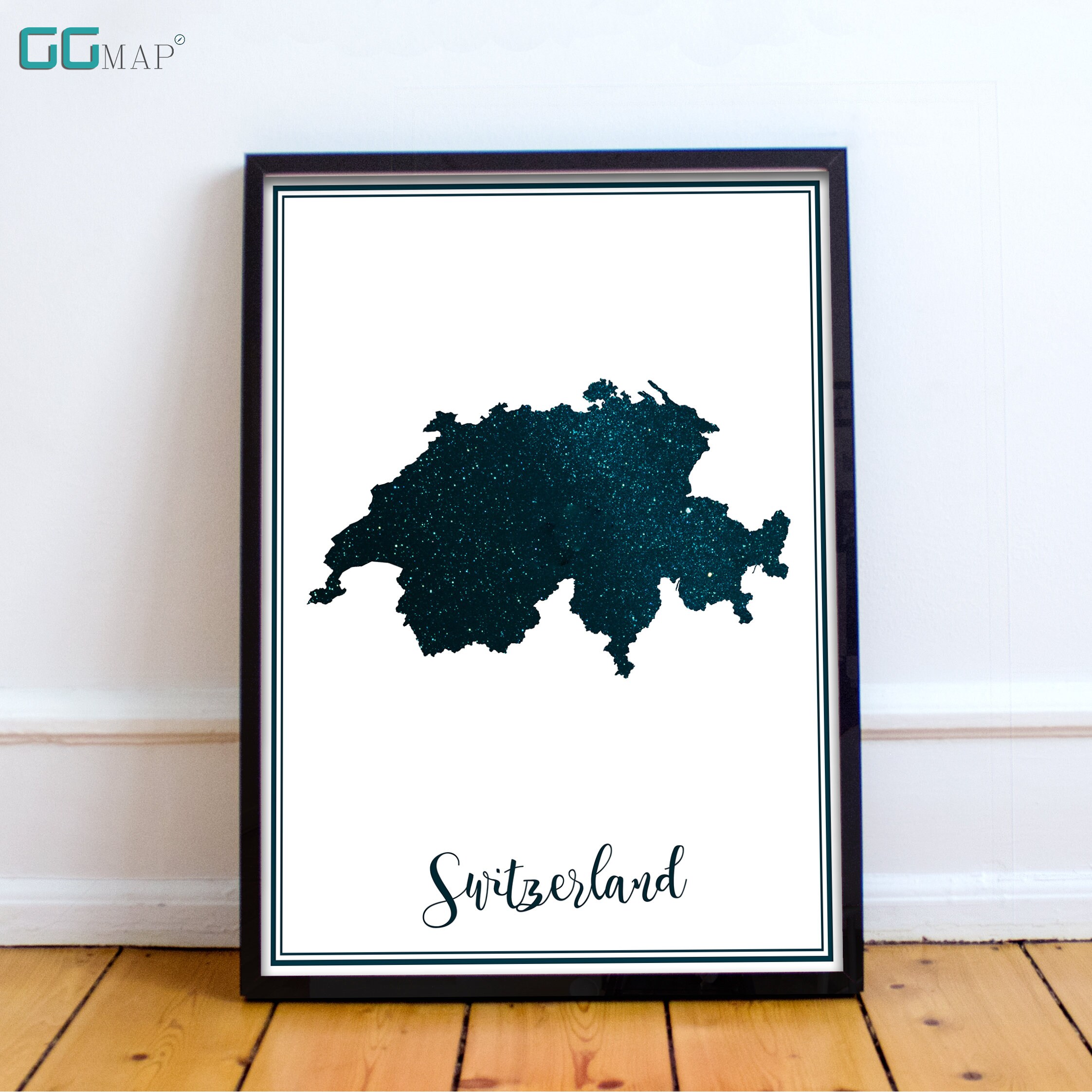 SWITZERLAND Map Switzerland Stars Map Travel Poster Home Decor Wall ...