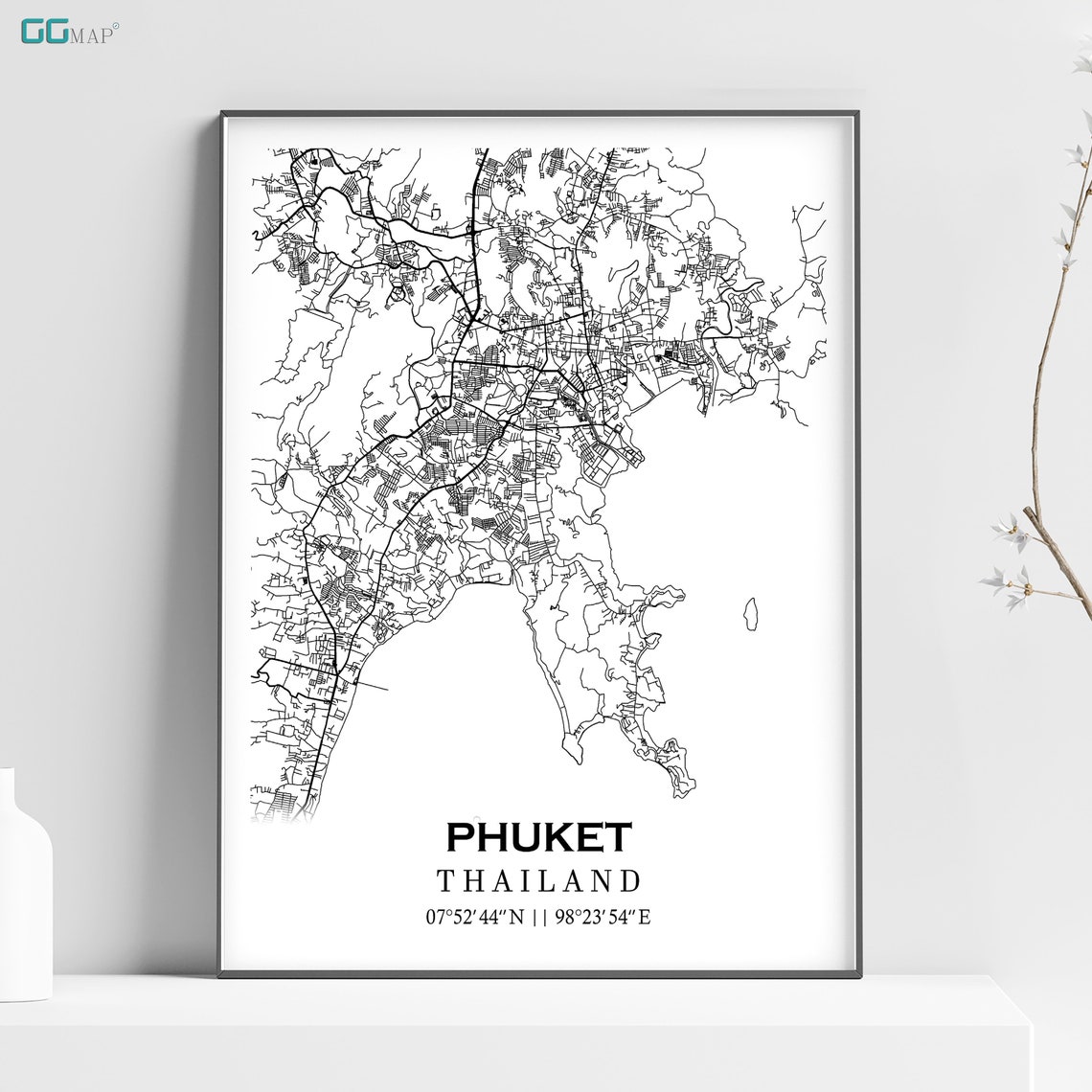 City Map of PHUKET Phuket Classic Map Home Decor Travel - Etsy