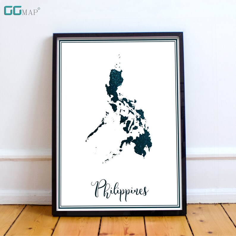 PHILIPPINES Map Philippines Stars Map Travel Poster Home Decor Wall ...