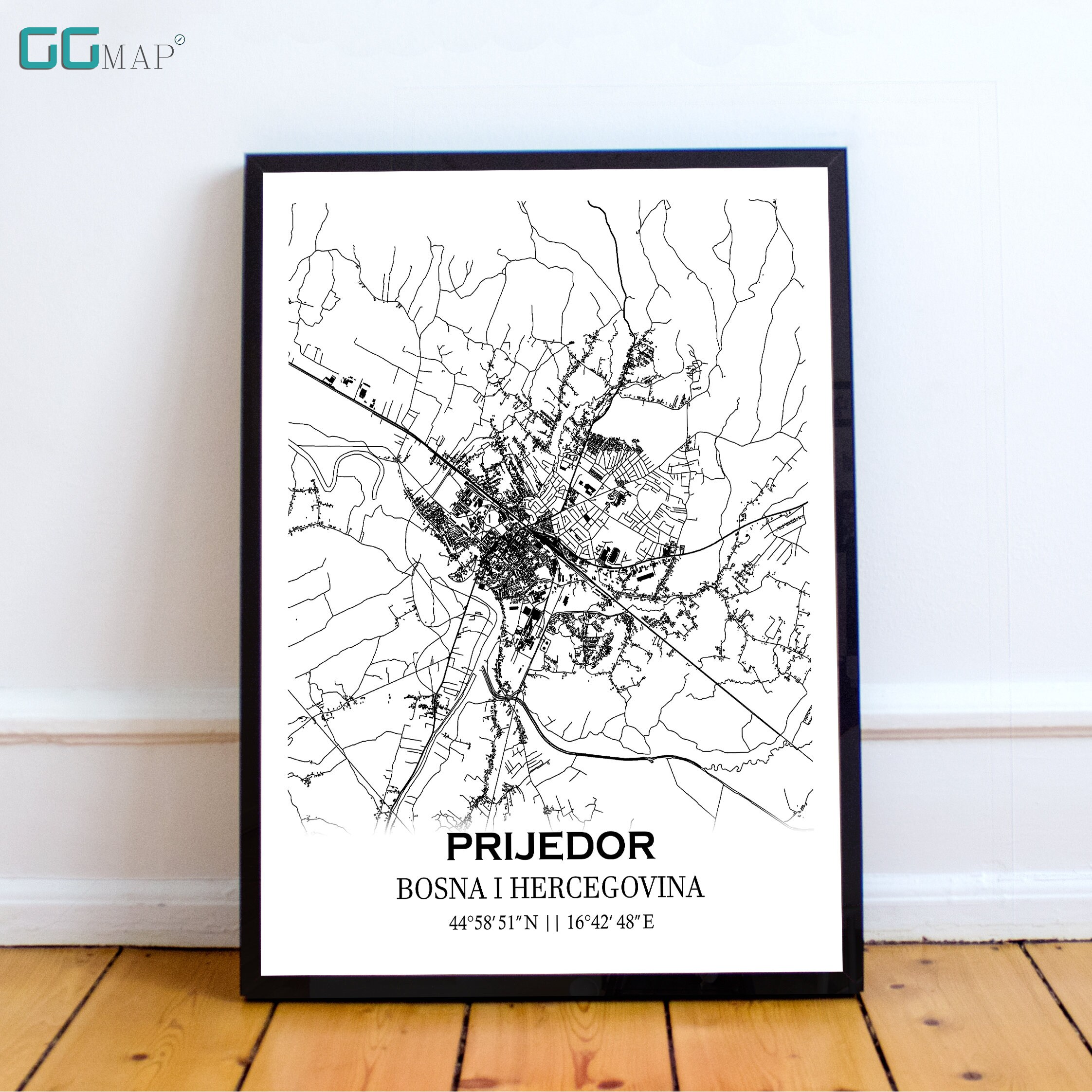 City Map of PRIJEDOR Home Decor Wall Decor Office Map - Etsy