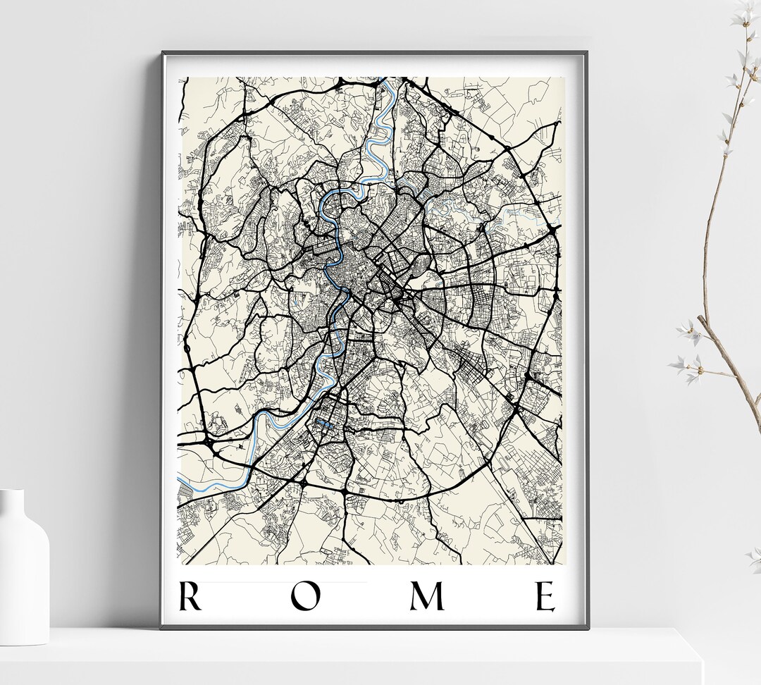 Map of ROME, ITALIA - Italy - Rome Home Decor - Rome Wall Decor - Rome ...
