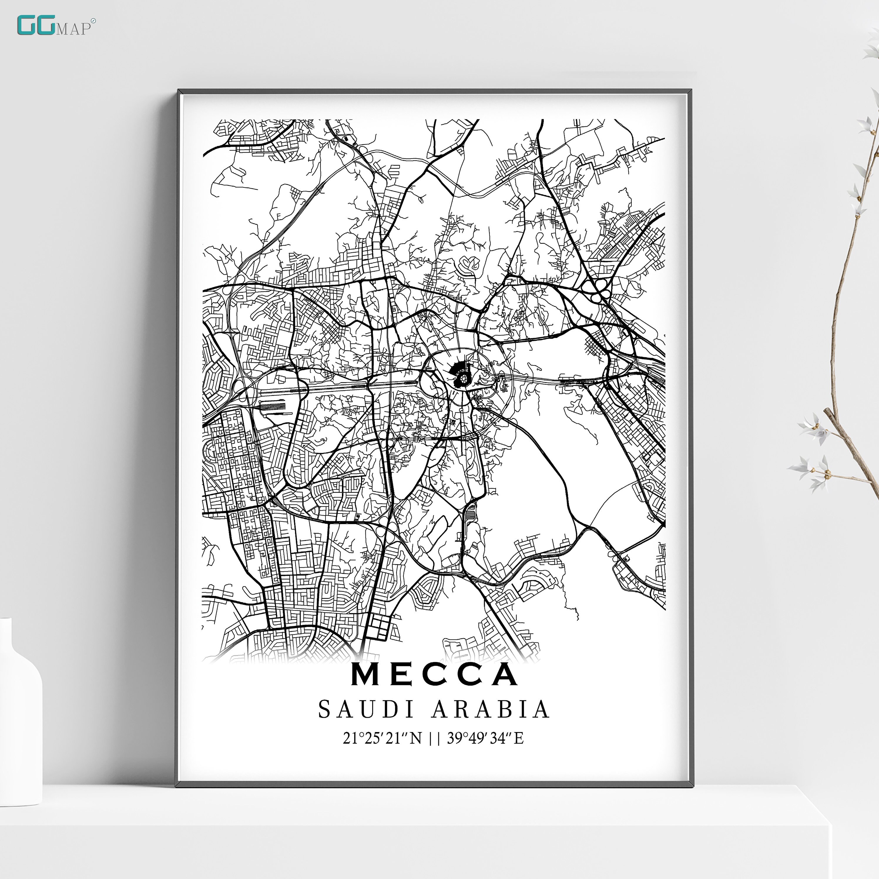 City Map of MECCA Mecca Classic Map Home Decor Travel Map Print Map ...