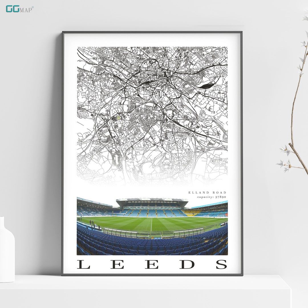 City Map of LEEDS - Elland Road - Home Decor Elland Road - Wall Decor ...