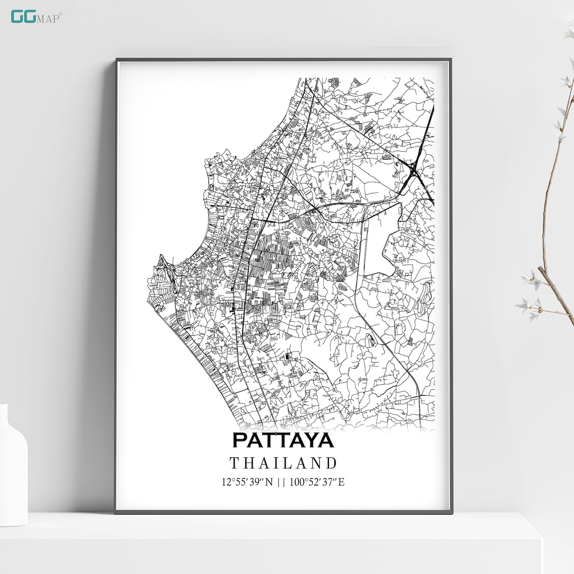 City Map of PATTAYA Pattaya Classic Map Home Decor Travel Map Print Map ...