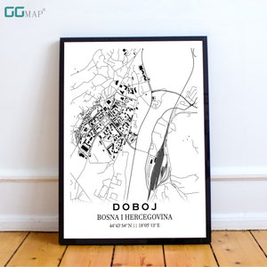 City Map of DOBOJ - Classic Map - Wall Decor - Office Map - Travel Map ...