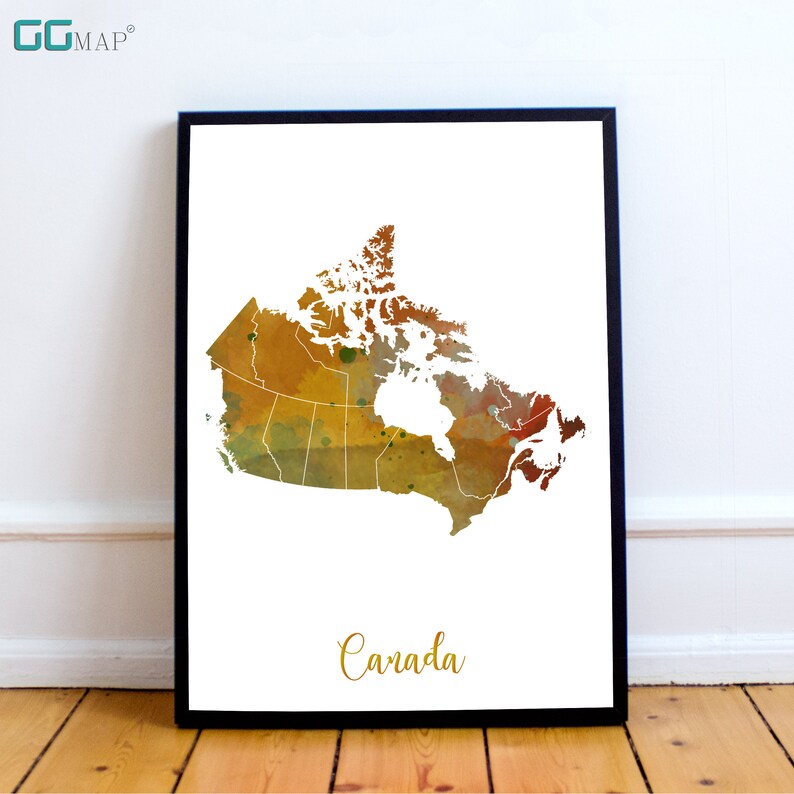 CANADA Map Canada Watercolor Map Travel Poster Home - Etsy