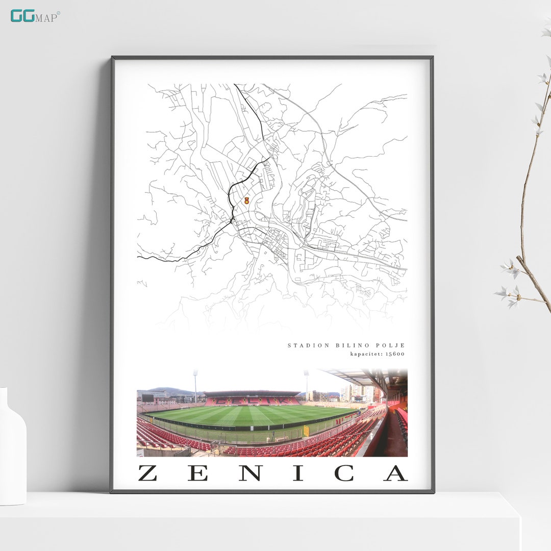City Map of ZENICA Bilino Polje Home Decor Zenica Bilino - Etsy