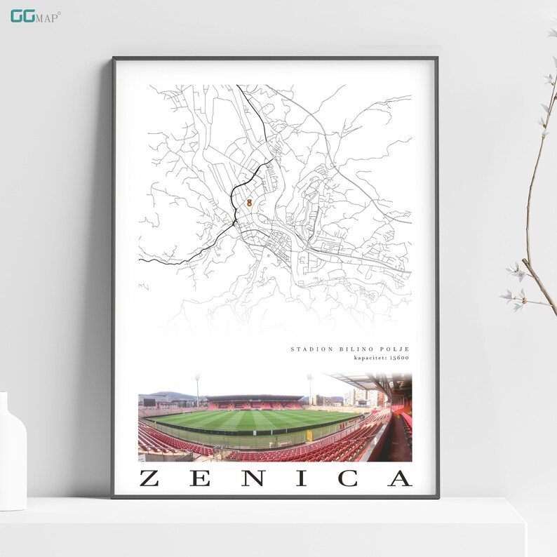 City Map of ZENICA Bilino Polje Home Decor Zenica Bilino - Etsy