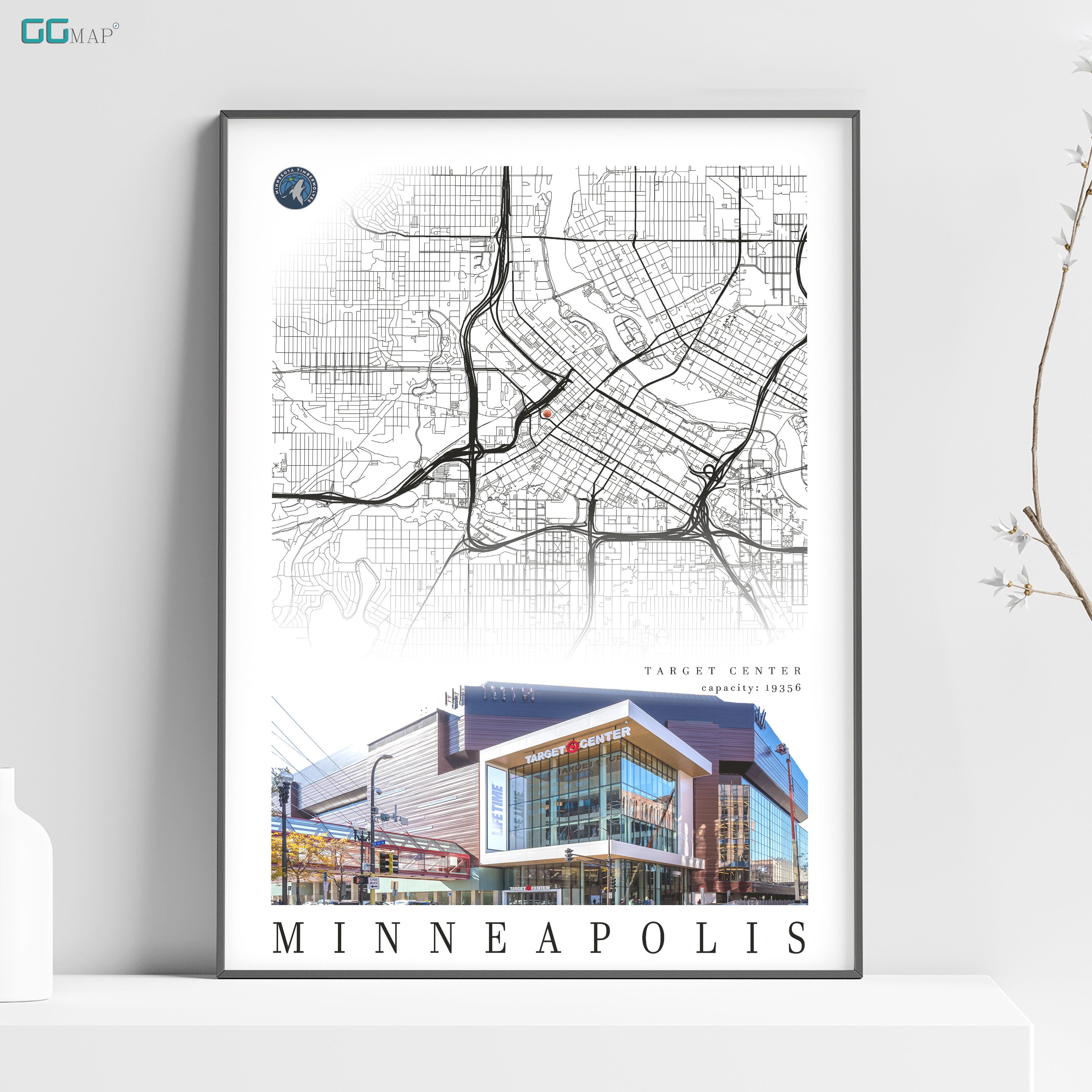 City Map of MINNEAPOLIS Target Center Home Decor Minneapolis Target ...