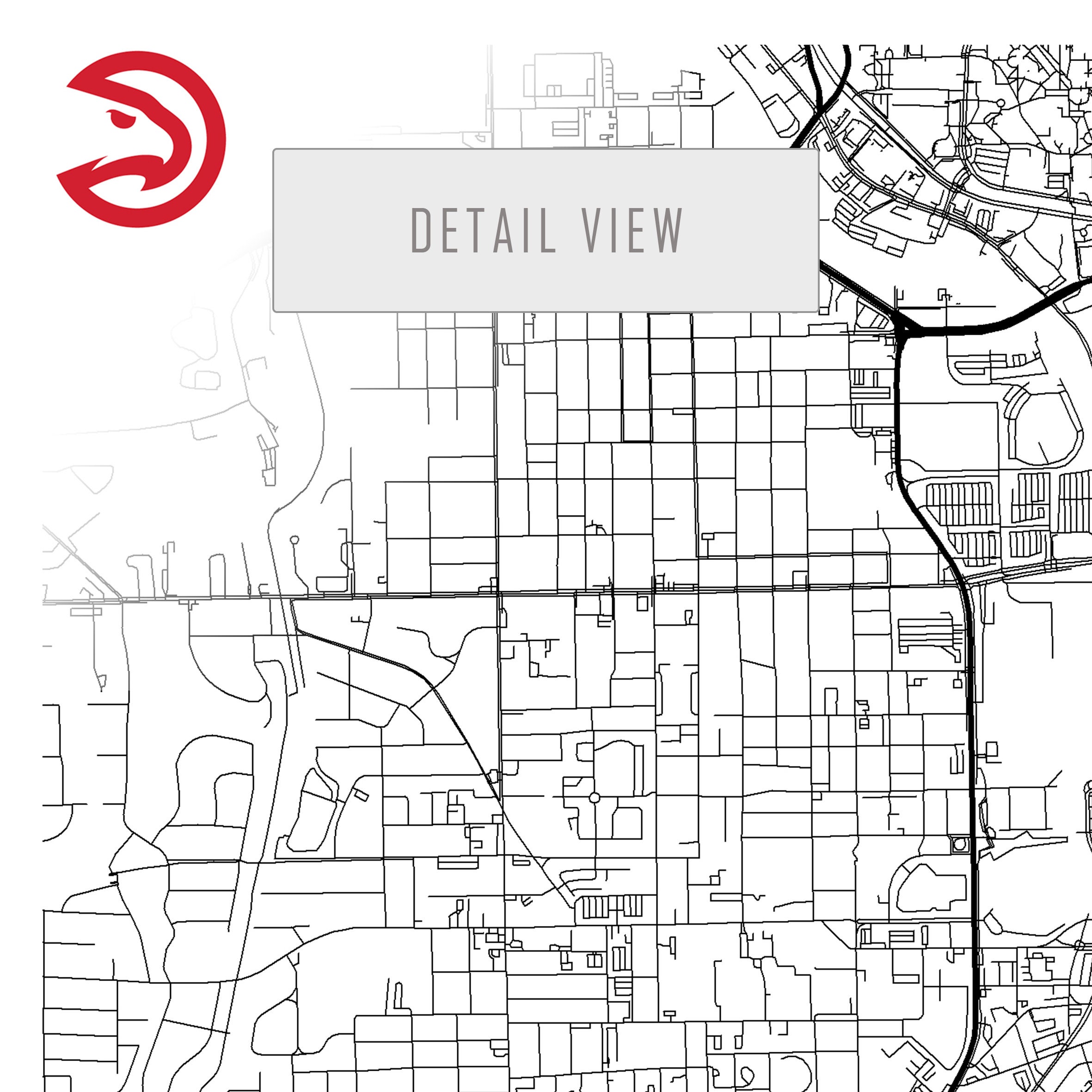 City Map of ATLANTA Philips Arena Home Decor Atlanta Philips Arena Wall ...