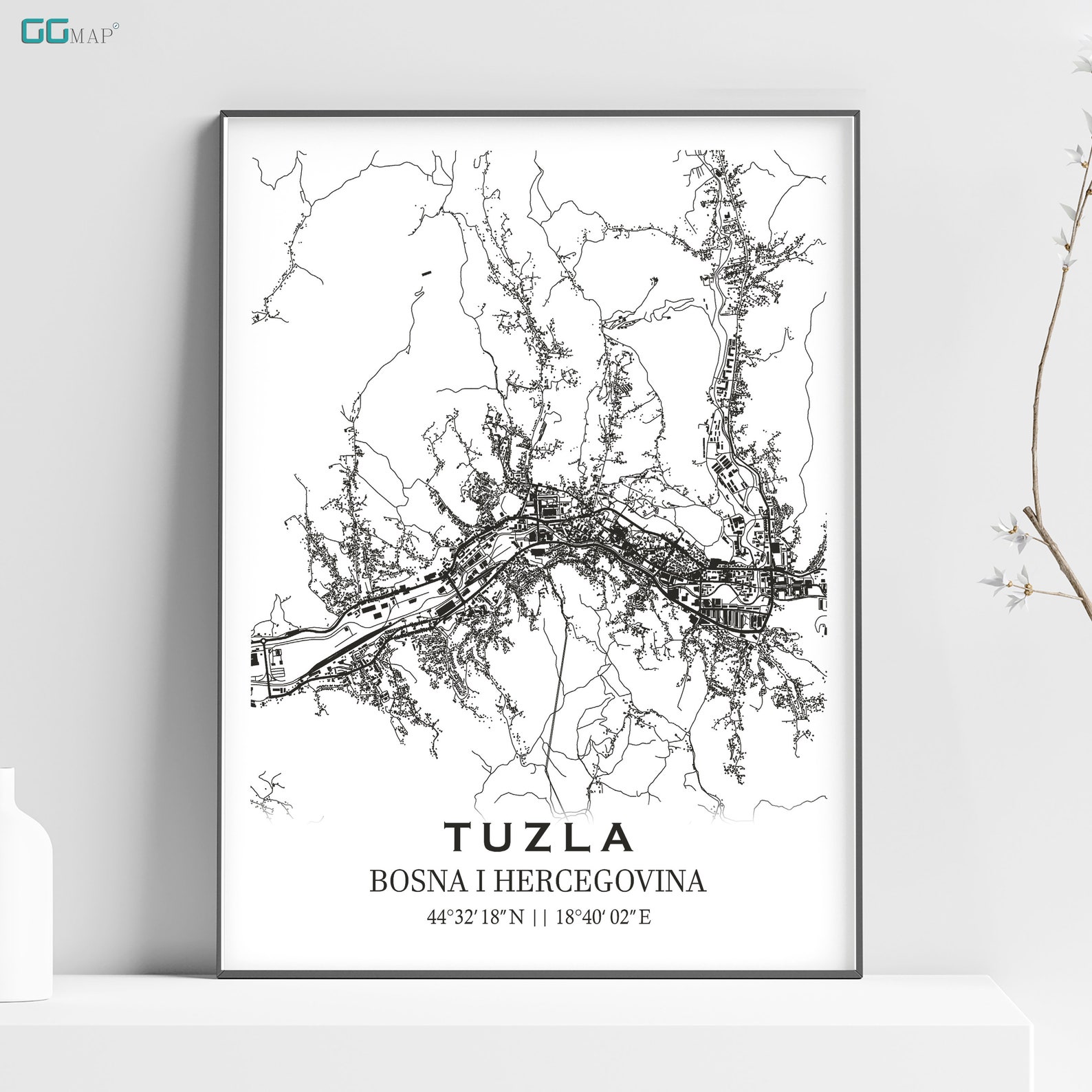 City Map of TUZLA Home Decor Wall Decor Office Map Travel Map Print Map ...