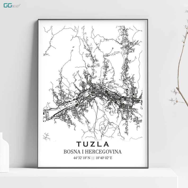 City Map of TUZLA Home Decor Wall Decor Office Map Travel Map Print Map ...