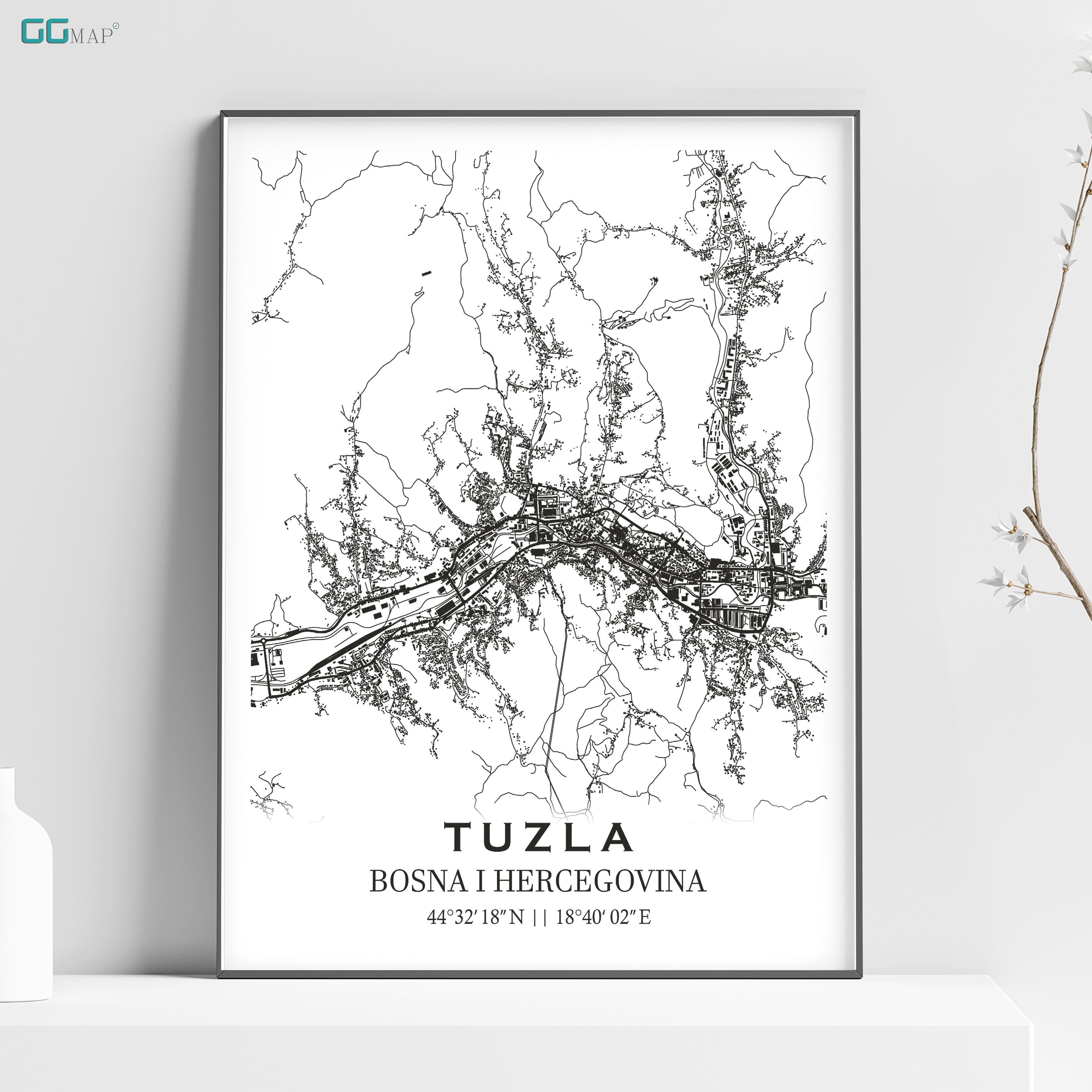 City Map of TUZLA Home Decor Wall Decor Office Map Travel Map Print Map ...