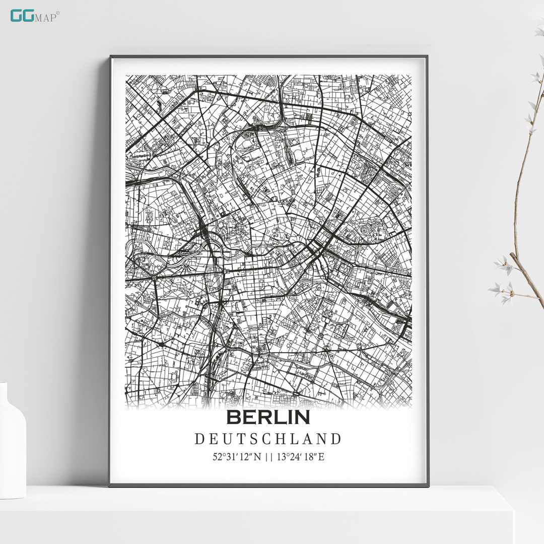 Map of BERLIN, Germany, Deutschland - Home Decor -wall Decor -office ...