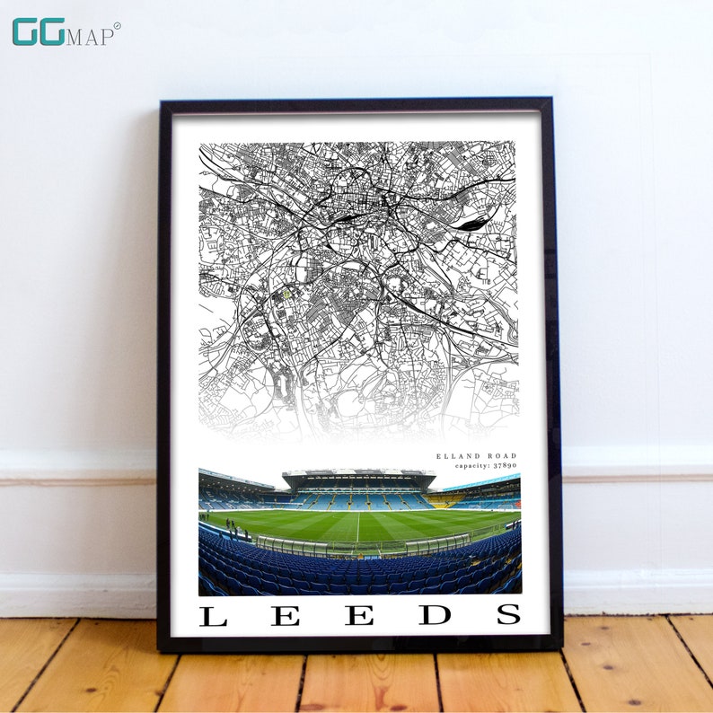 City Map of LEEDS Elland Road Home Decor Elland Road Wall Decor Elland ...