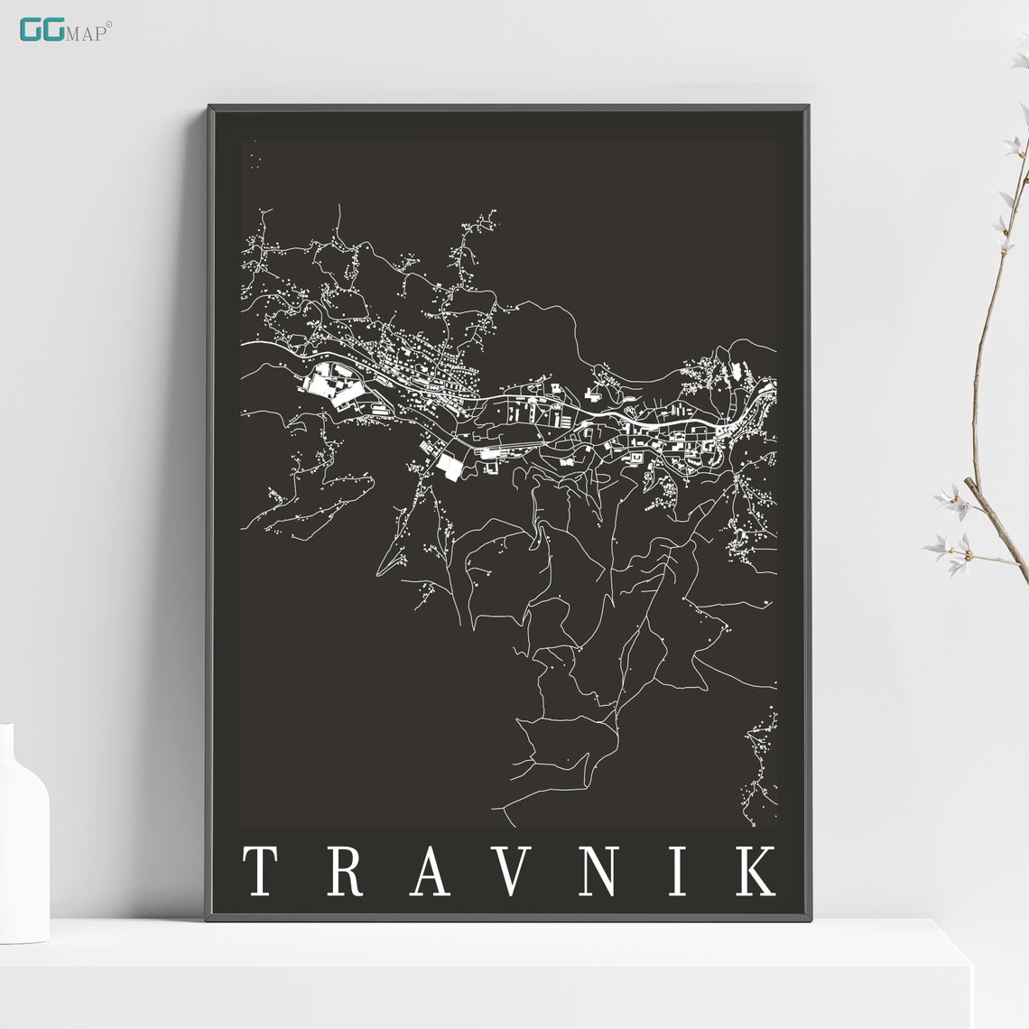 City Map of TRAVNIK Home Decor Wall Decor Office Map Travel Map Print ...
