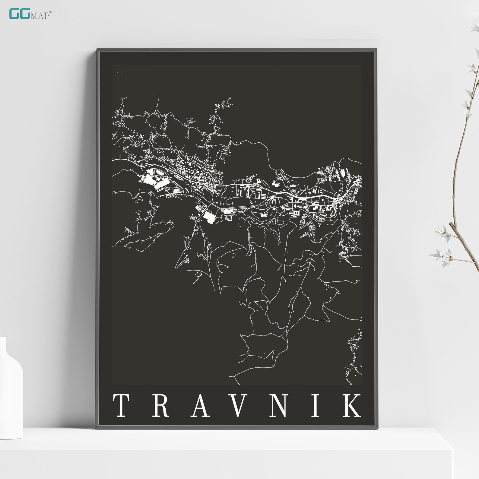 City Map of TRAVNIK Home Decor Wall Decor Office Map Travel Map Print ...