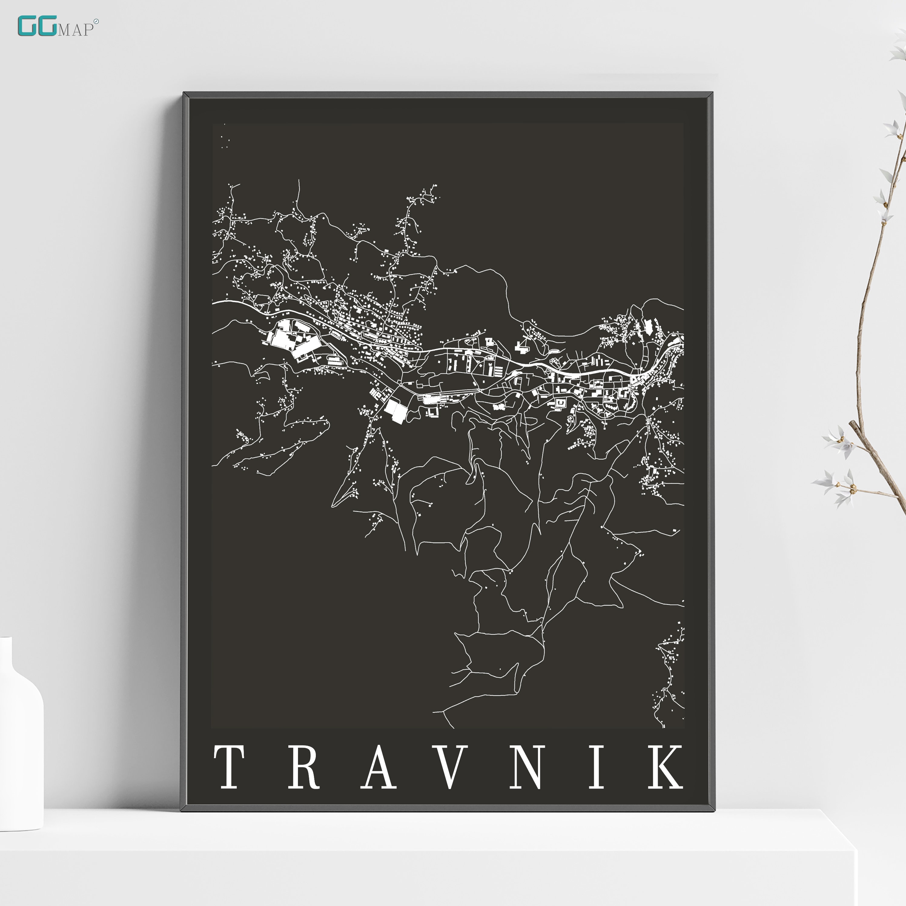 City Map of TRAVNIK Home Decor Wall Decor Office Map Travel Map Print ...