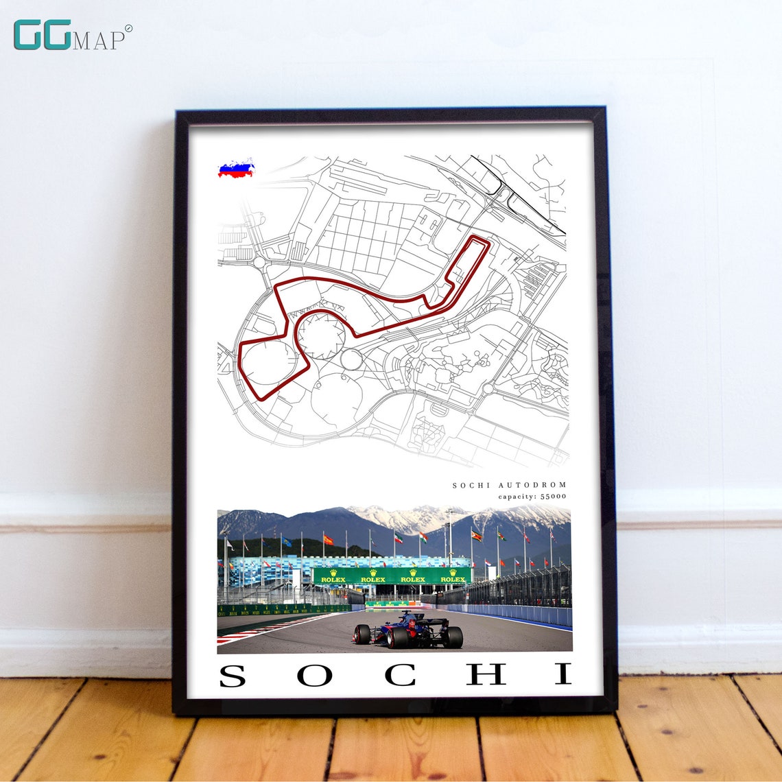 City map of SOCHI Sochi Autodrom Home Decor Sochi Wall | Etsy