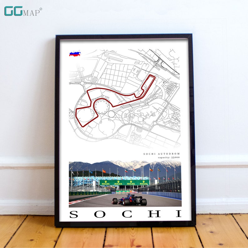 City Map of SOCHI Sochi Autodrom Home Decor Sochi Wall - Etsy