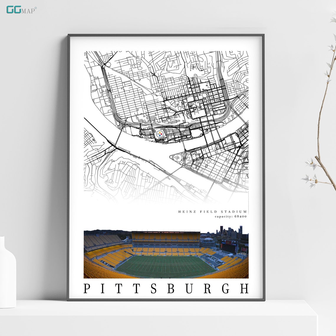 City Map of PITTSBURGH Heinz Field Stadium Home Decor - Etsy