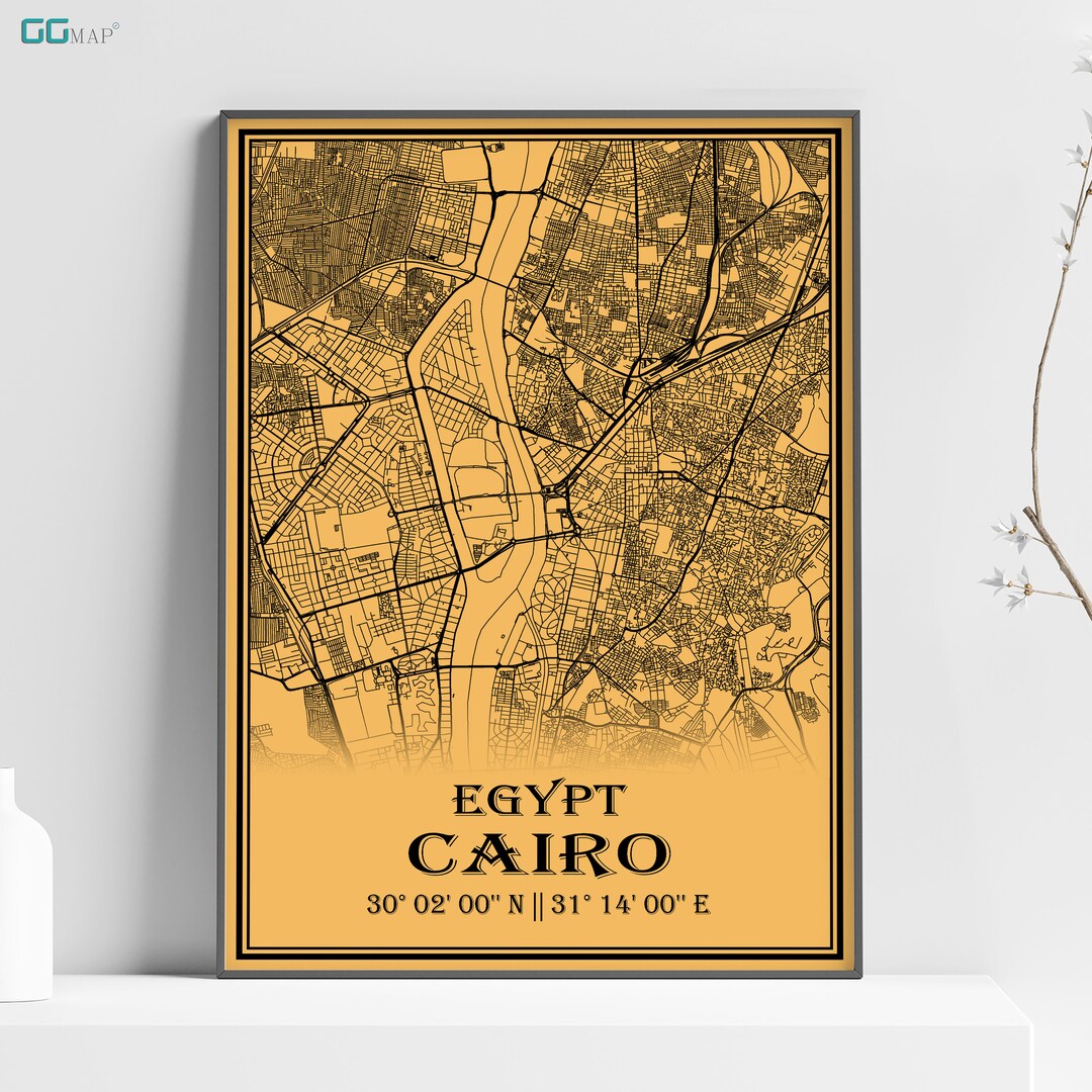 City Map of CAIRO Home Decor Office Map Travel Map Print Map Medallion ...