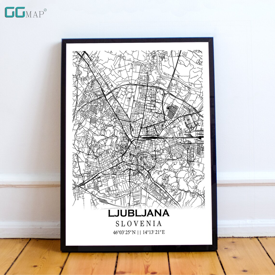 City Map of LJUBLJANA Home Decor Wall Decor office Map travel Map Print ...