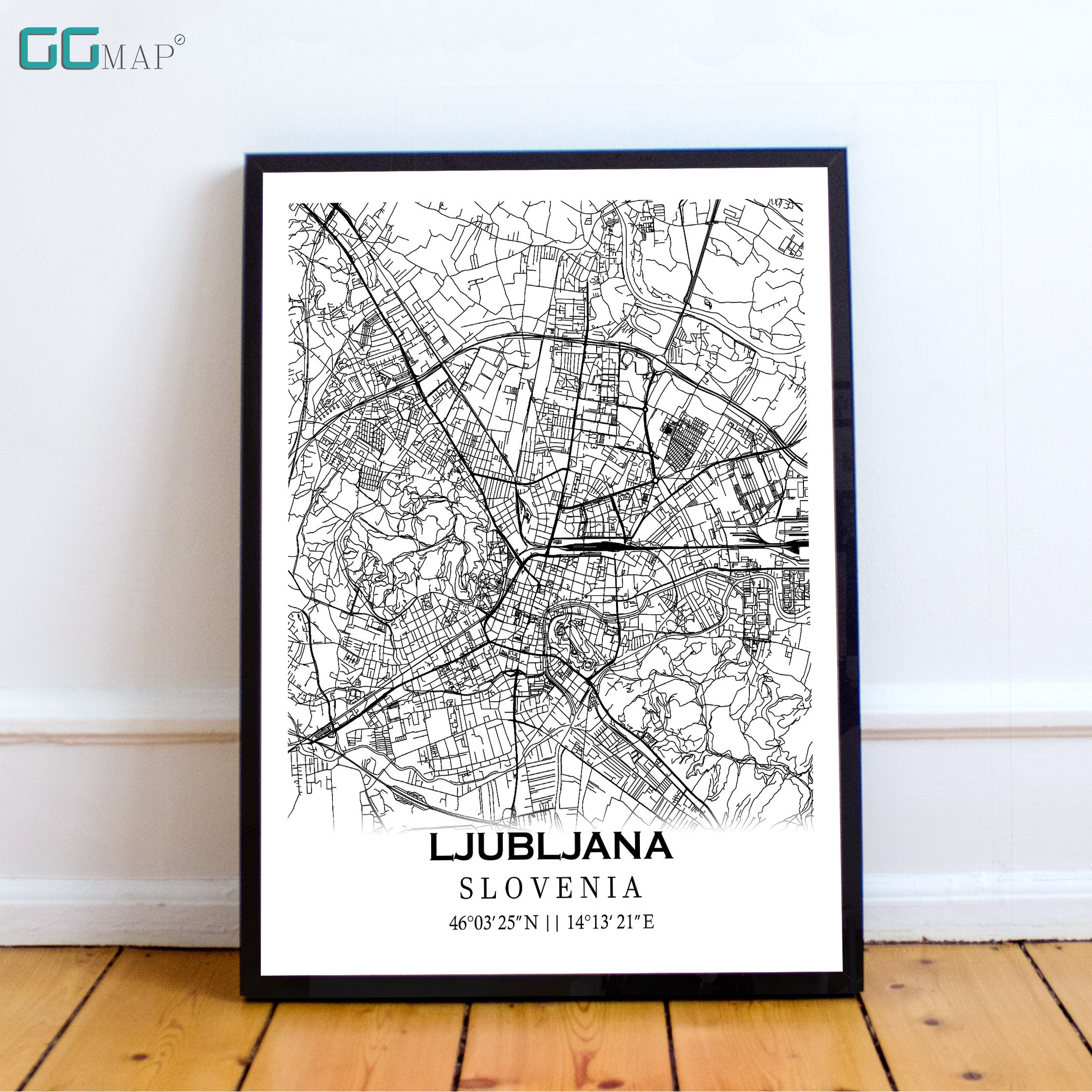 City Map of LJUBLJANA Home Decor Wall Decor office Map travel Map Print ...