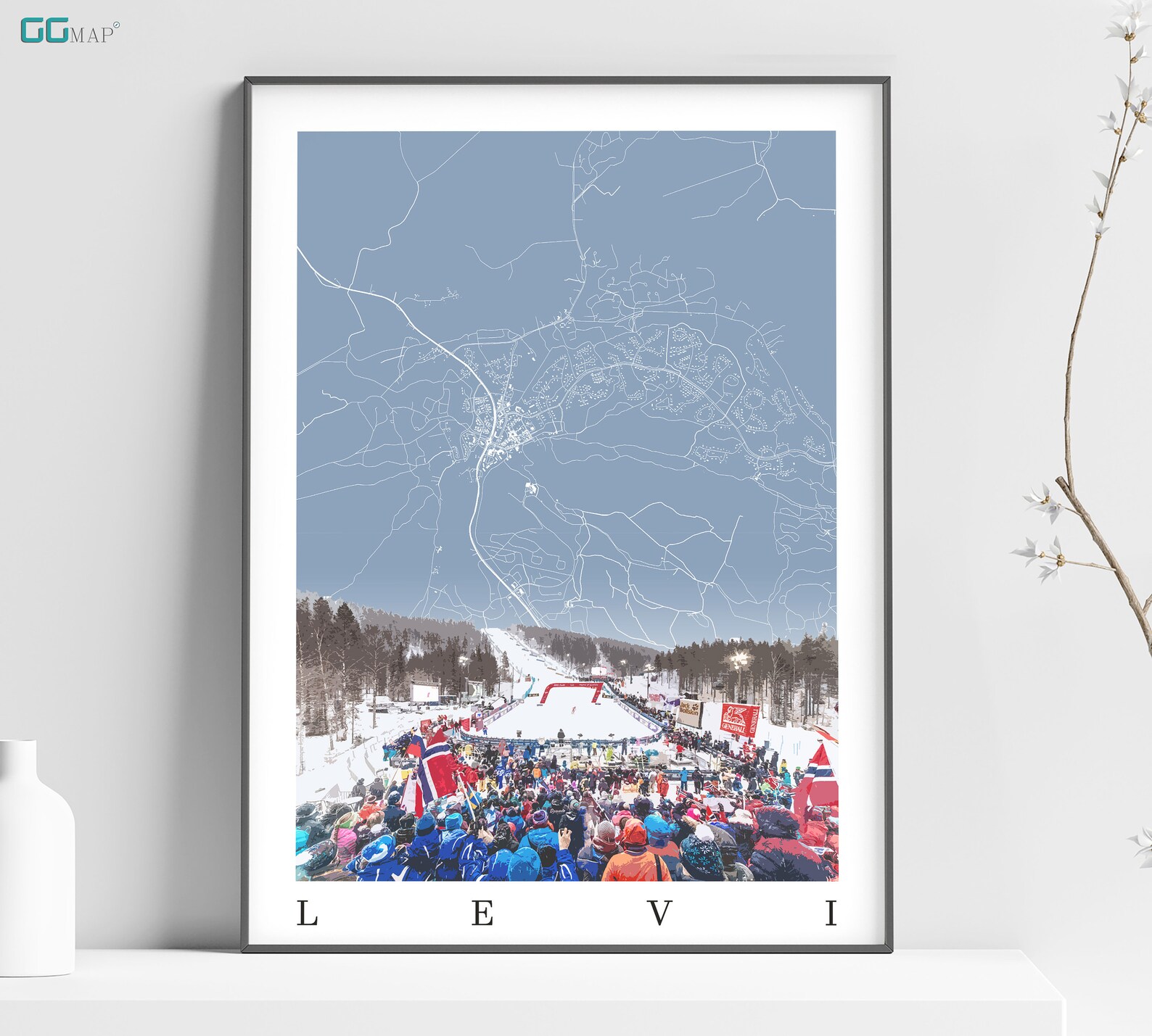 City Map of LEVI Levi Skiing Home Decor Levi Skiing - Etsy