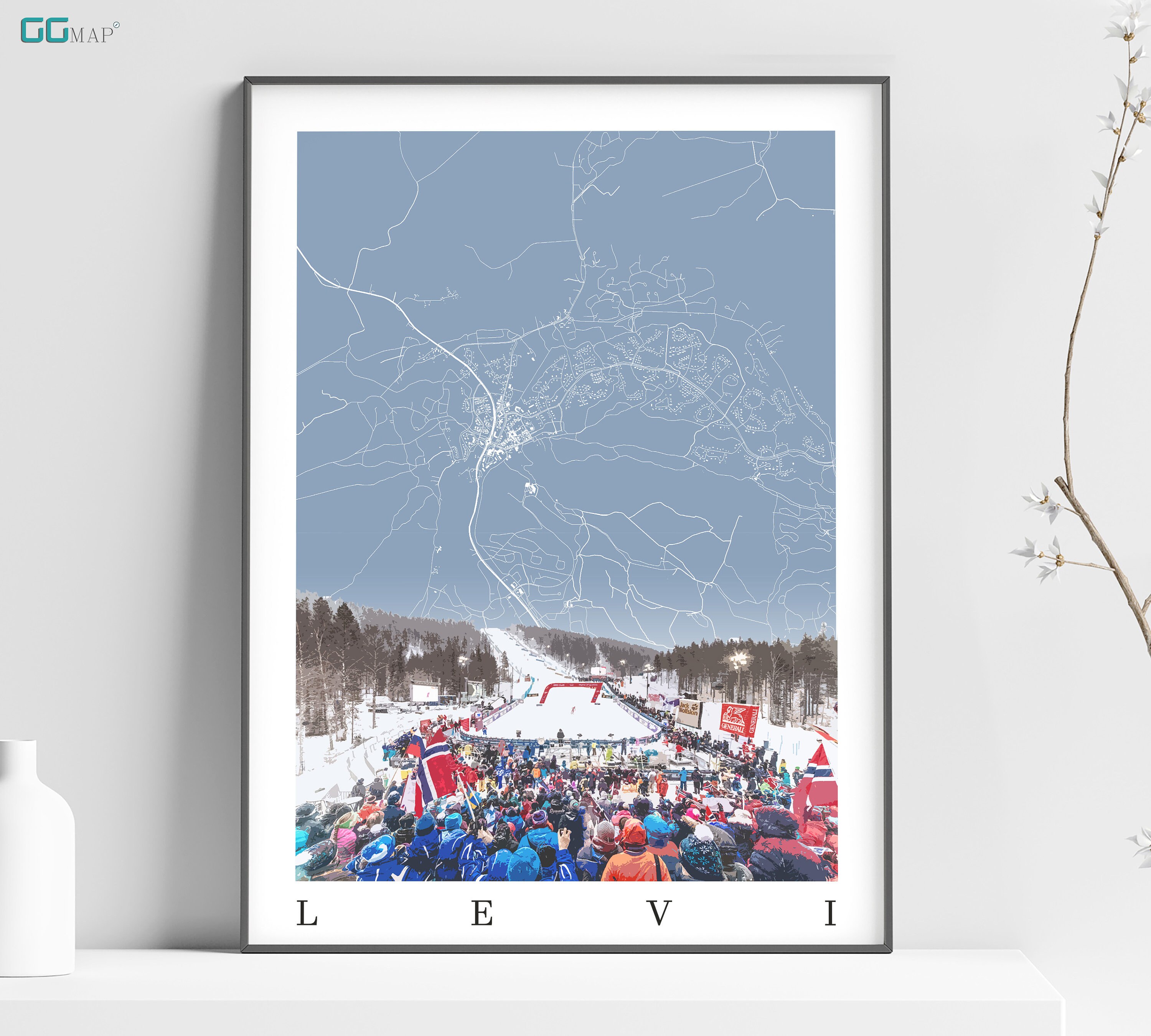 City Map of LEVI Levi Skiing Home Decor Levi Skiing - Etsy