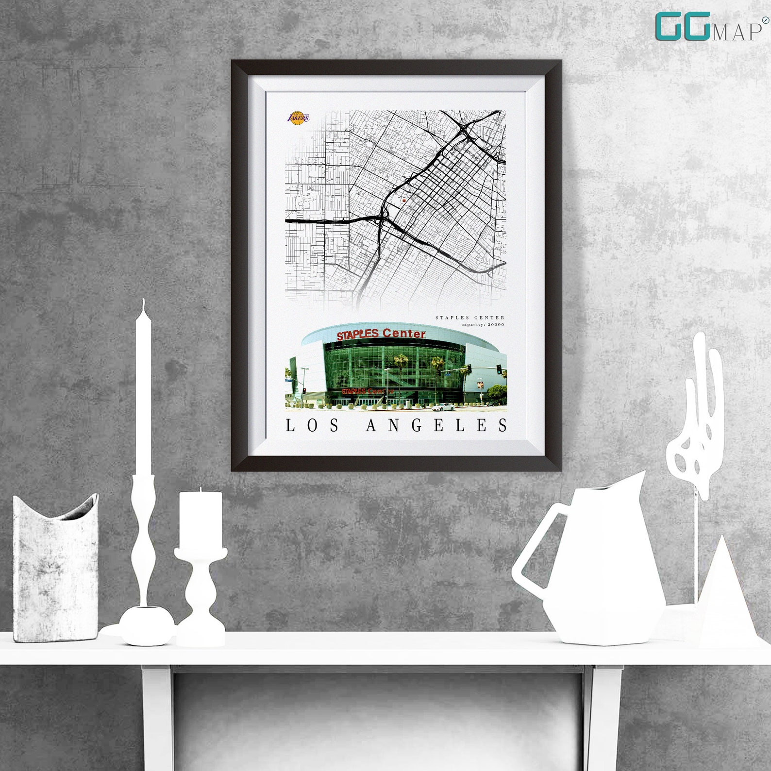 City Map of LOS ANGELES Staples Center Home Decor Los Angeles Staples ...