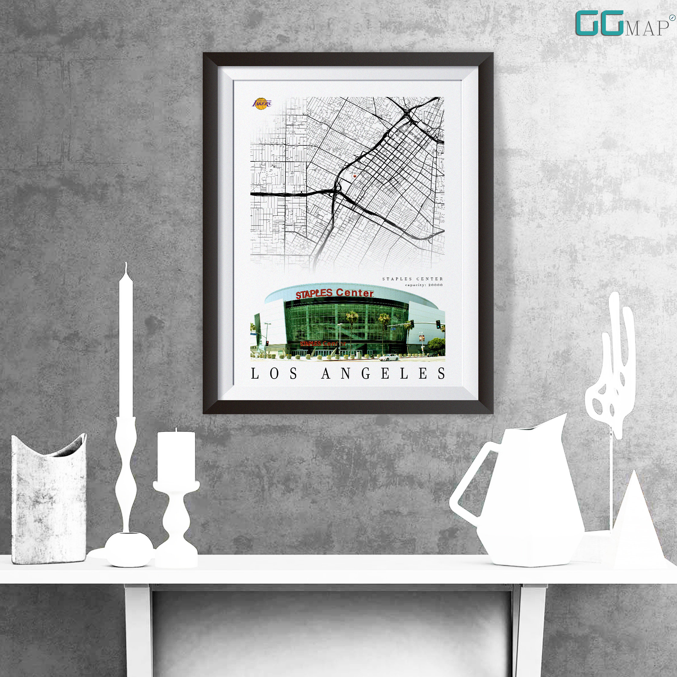 City Map of LOS ANGELES Staples Center Home Decor Los Angeles Staples ...