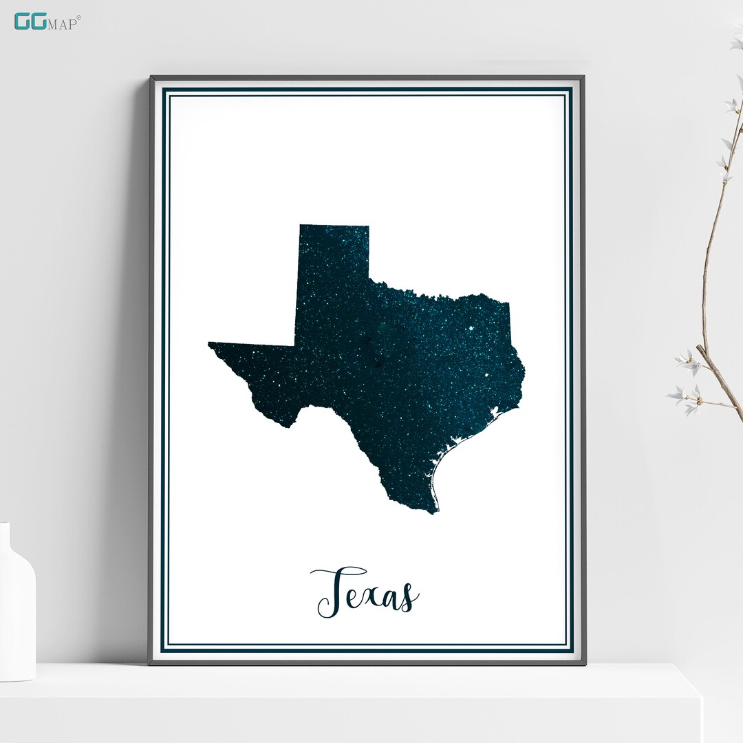 TEXAS Map Texas Stars Map Travel Poster Home Decor Wall Decor Office ...