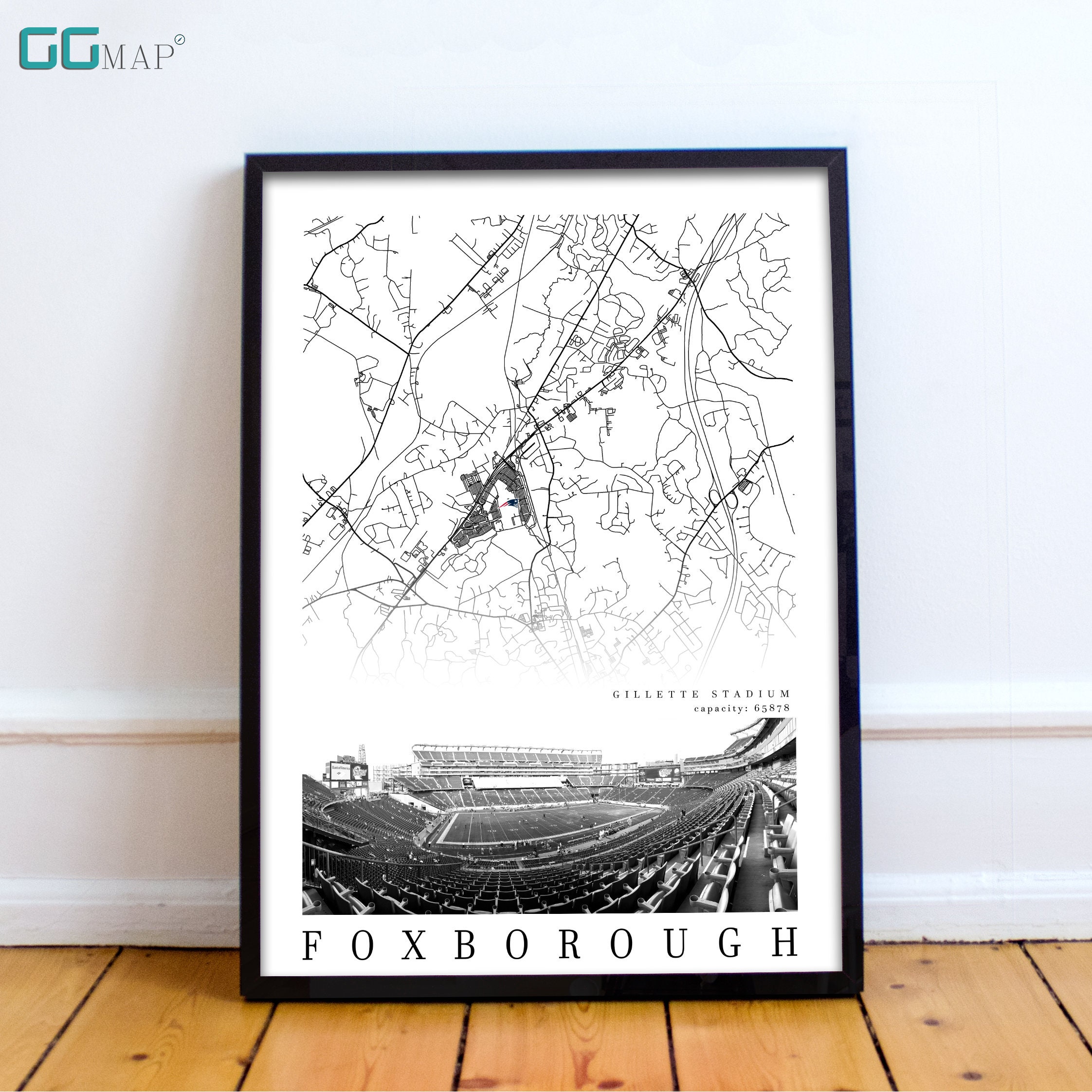 City Map of FOXBOROUGH Gillette Stadium New England - Etsy