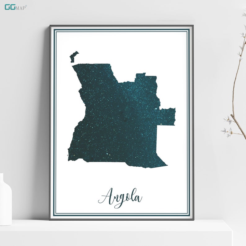 ANGOLA Map Angola Stars Map Travel Poster Home Decor Wall Decor Office ...