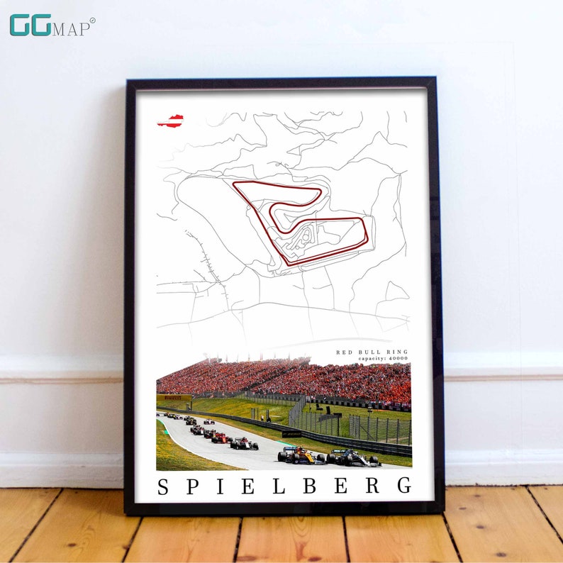 City Map of SPIELBERG Red Bull Ring Home Decor Spielberg Wall Decor ...