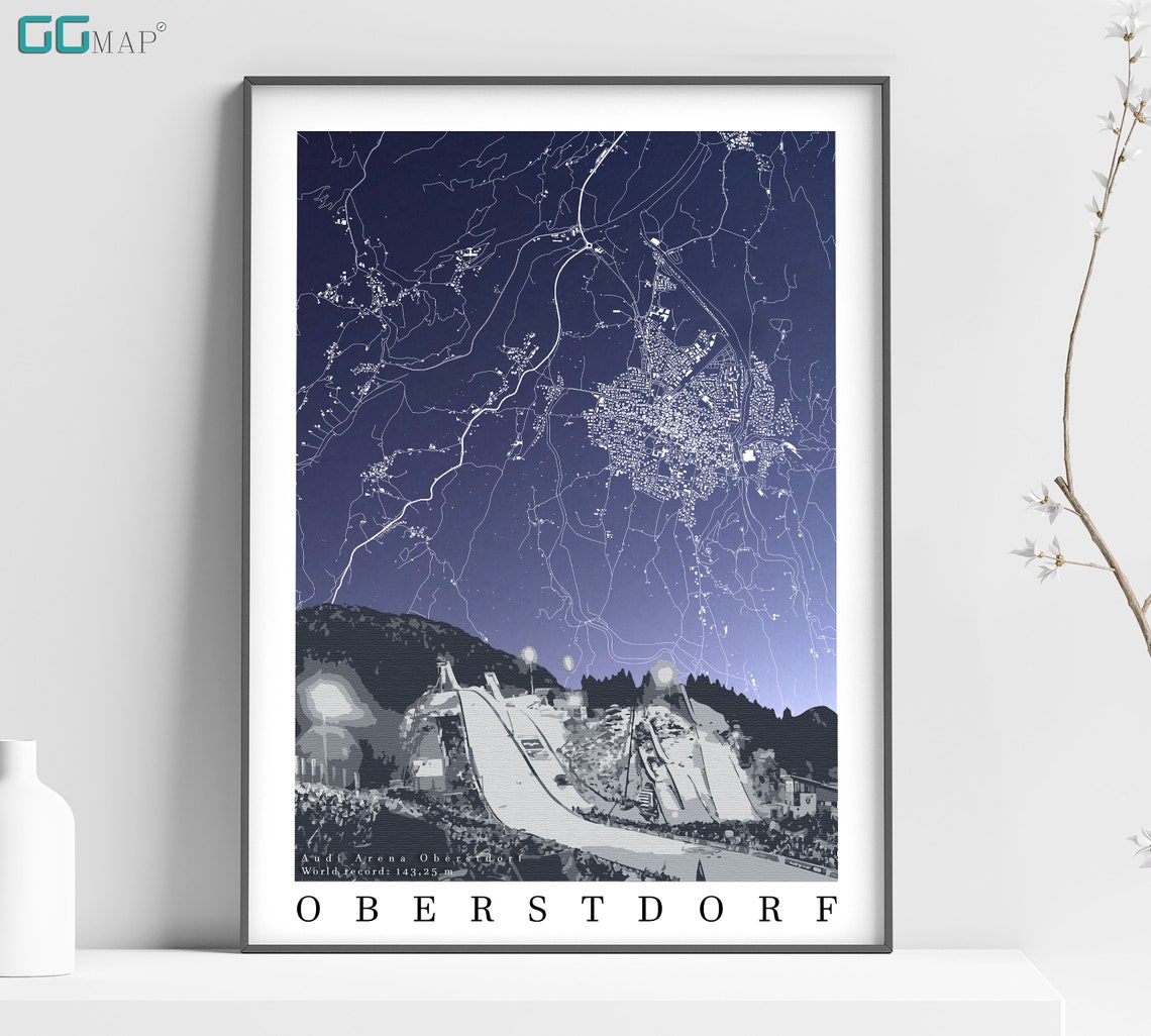 City Map of OBERSTDORF OBERSTDORF Ski Jumping Home Decor OBERSTDORF ...