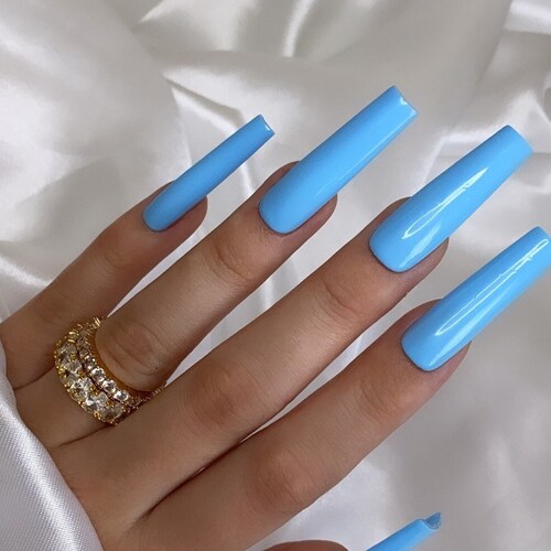 Pacific Blue Press on Nail Set - Etsy