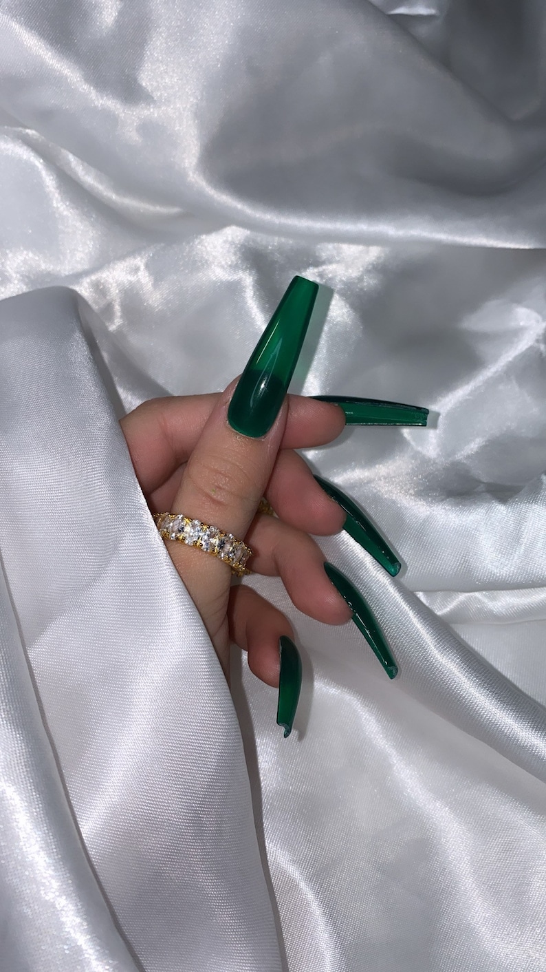 Crystalline Green Press on Nail Set - Etsy