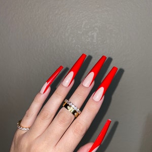 Ferrari Frenchies - Red French Tip Press on Nail Set - Etsy