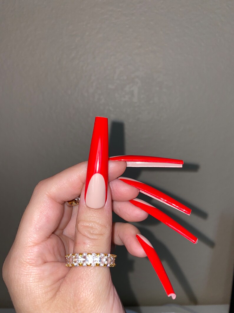 Ferrari Frenchies - Red French Tip Press on Nail Set - Etsy