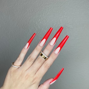 Ferrari Frenchies - Red French Tip Press on Nail Set - Etsy