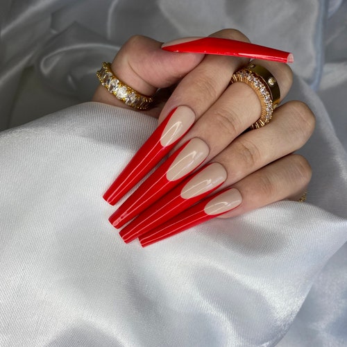 Ferrari Frenchies Red French Tip Press on Nail Set - Etsy